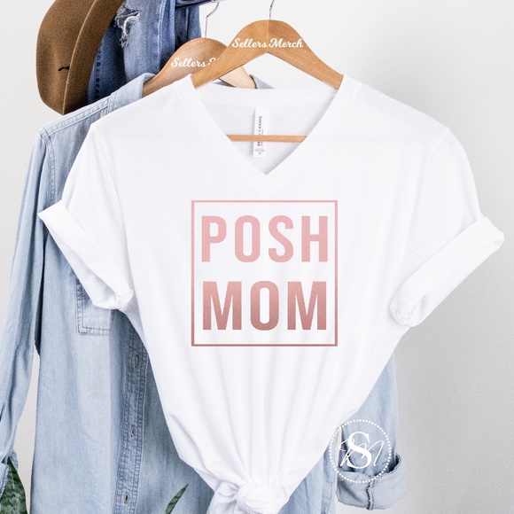 SellersMerch | Tops | Vneck Tee Shirt With Posh Mom Design | Poshmark